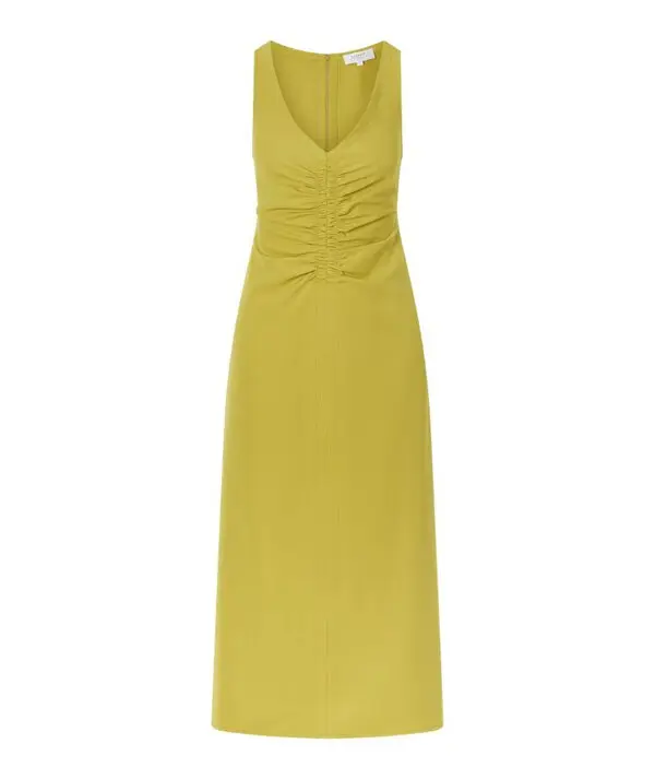 LA LIGNE Noemi Gathered Recycled-crepe Midi Dress - Green