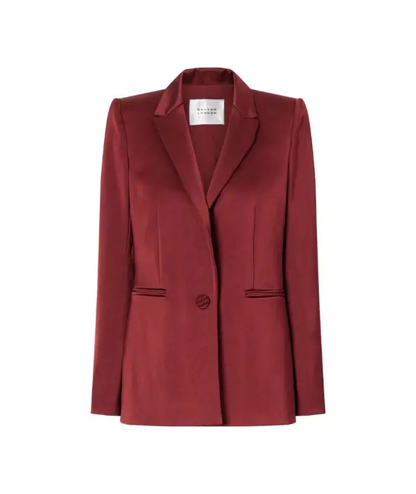 Galvan Sculpted Satin Blazer - Red