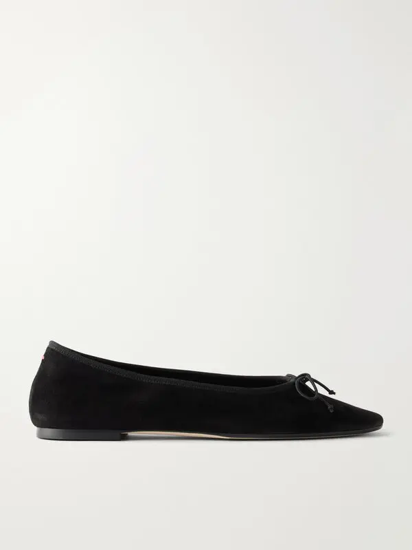 AeydĒ Tiby Suede Ballet Flats With Bow Detailing - Black