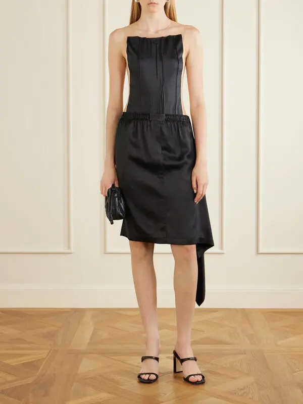 COURREGES Courrèges Logo-trimmed Satin Midi Skirt