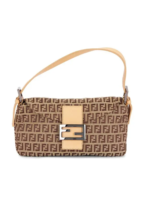 Fendi Zucchino Baguette Shoulder Bag - Brown
