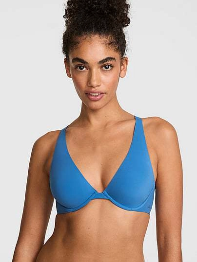 Pink Marshmallow Unlined Flexiwire Comfy Bra - Blue