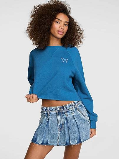 Pink Campus Fleece™ Boxy Crew Sweatshirt - Blue