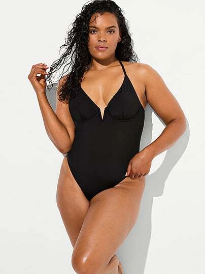 Victoria's Secret Swim V-wire Plunge Cheeky One-piece Swimsuit - Black