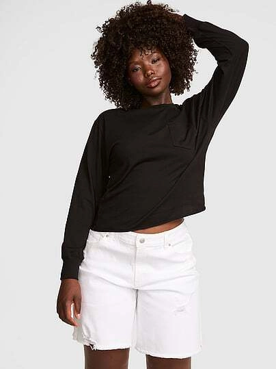 Pink Campus Cotton™ Long-sleeve Pocket Tee - Black