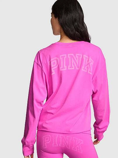 Pink Campus Cotton™ Long-sleeve Pocket Tee - Pink