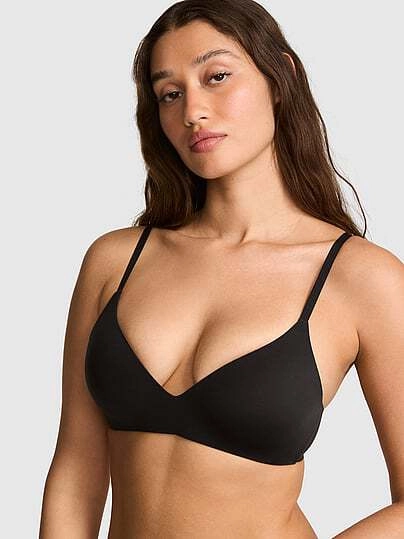Pink Marshmallow Push-up Wireless Comfy Bra - Black