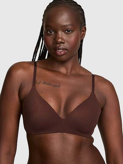 Pink Marshmallow Push-up Wireless Comfy Bra - Brown