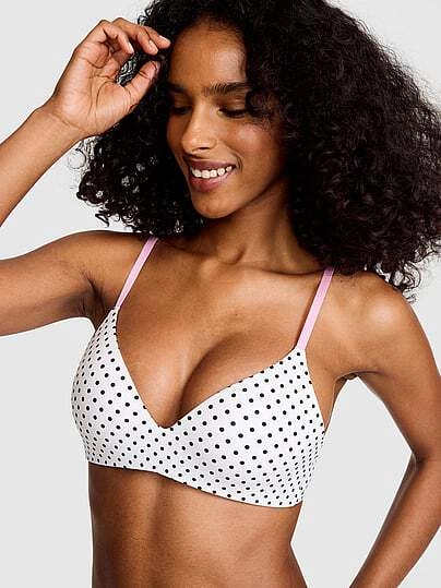 Pink Marshmallow Push-up Wireless Comfy Bra - Print