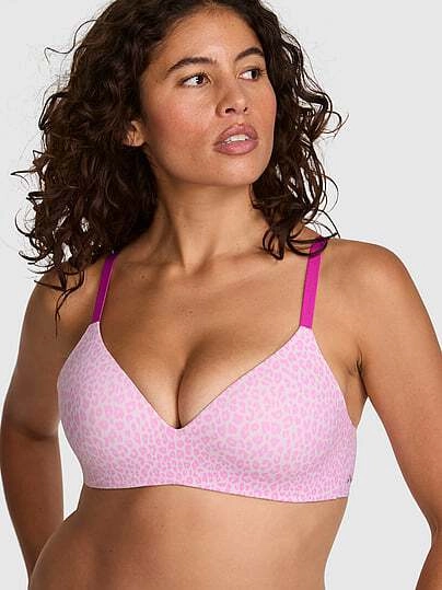 Pink Marshmallow Push-up Wireless Comfy Bra - Print