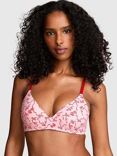 Pink Marshmallow Push-up Wireless Comfy Bra - Print