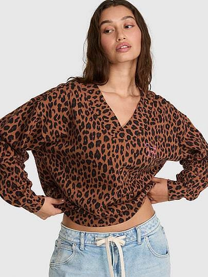 Pink Campus Fleece™ V-neck Sweatshirt - Print