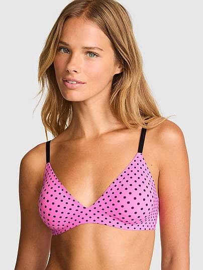 Pink Marshmallow Unlined Wireless Comfy Bralette - Print