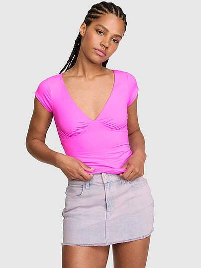 Pink Base Stretch™ Plunge Top