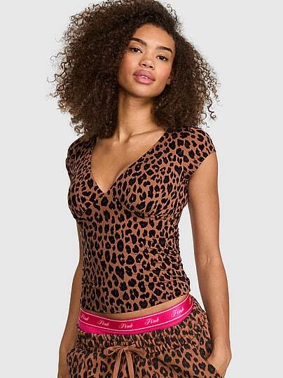 Pink Base Stretch™ Plunge Top - Print