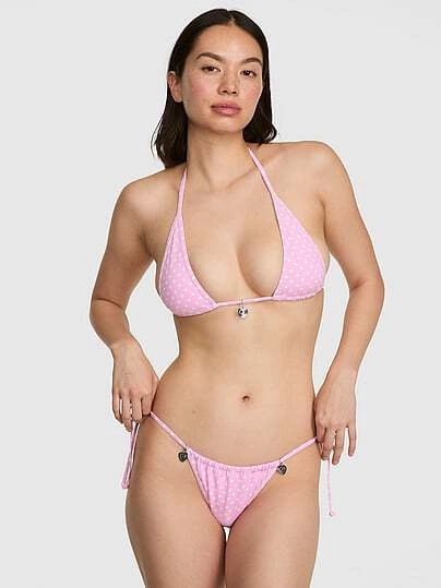 Pink Tiny Triangle Bikini Top - Print