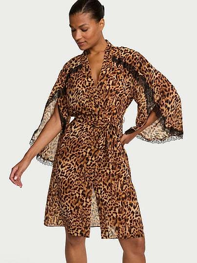 Victoria's Secret Very Sexy Chiffon Lace-trim Midi Robe - Print