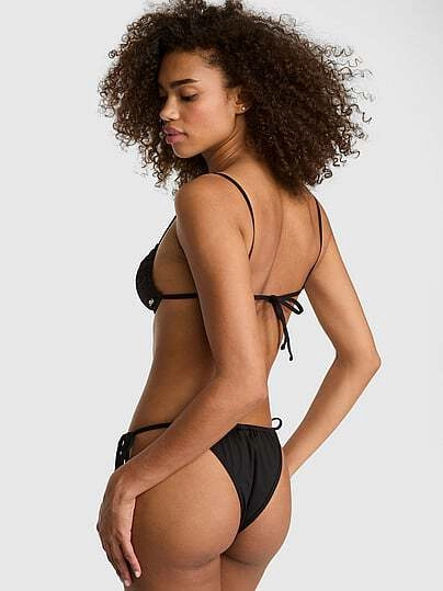 Pink Side-tie Itsy Bikini Bottom - Black