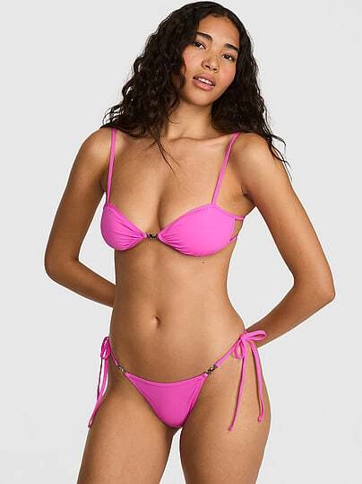 Pink Tiny Strappy Bikini Top - Pink