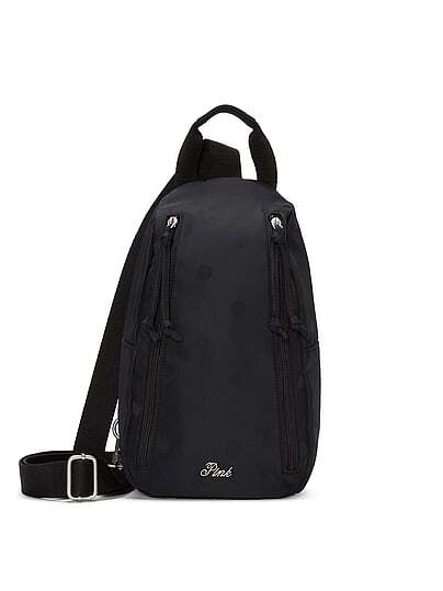 Pink Satin Sling Bag - Black