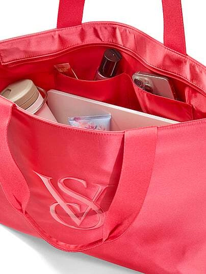 Victoria's Secret Monogram Logo Tote Bag - Red