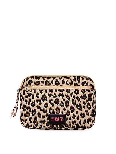 Pink Padded Laptop Sleeve With Zip And Slip Pockets - Print
