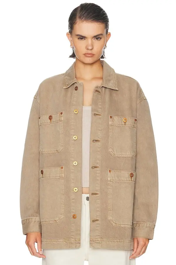 SLVRLAKE Oversized Worker Jacket In Brown - Driftwood