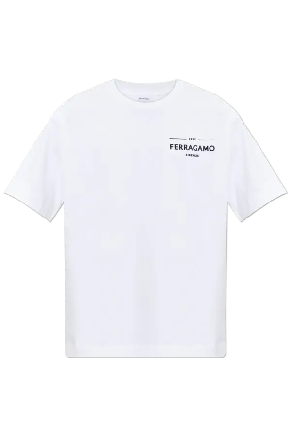 FERRAGAMO T-shirt With Printed Logo - White
