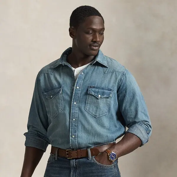 Ralph Lauren Indigo Twill Western Shirt - Rl Western