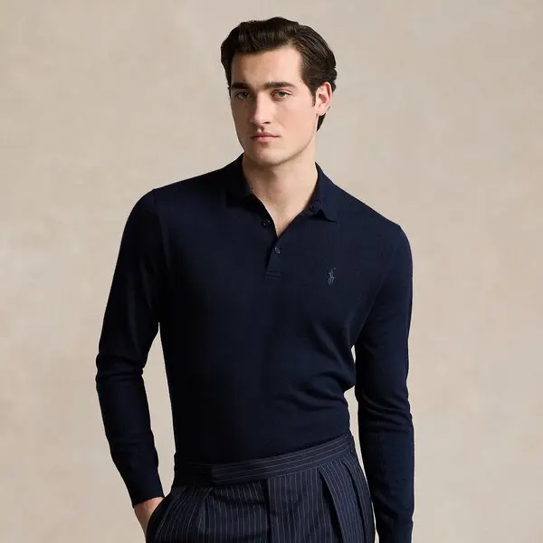 Ralph Lauren Washable Wool Polo-collar Sweater