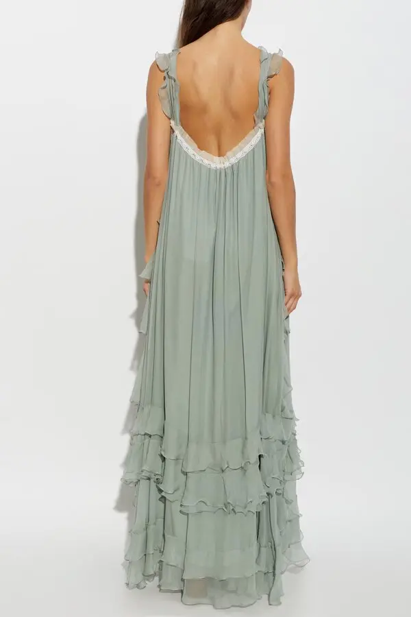 Chloé Silk Dress With Lace Trim