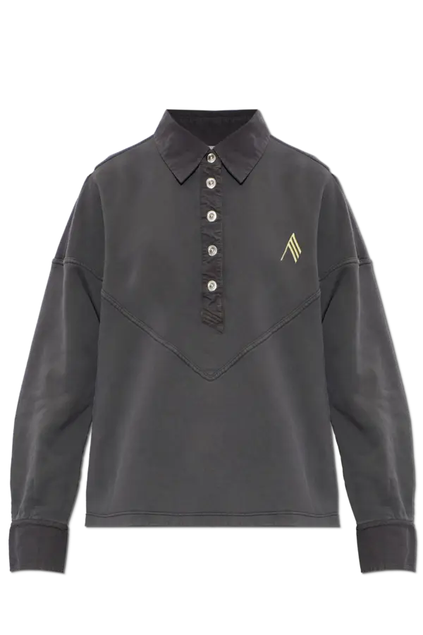 Attico Oversize' Long Sleeve Polo - Grey