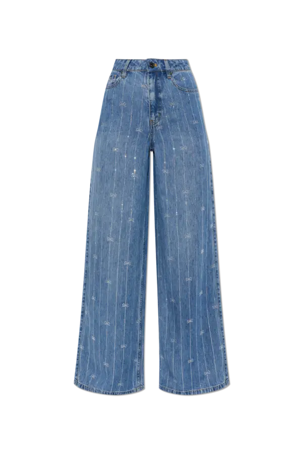 SELF-PORTRAIT Jeans With Shimmering Sequins - Blue