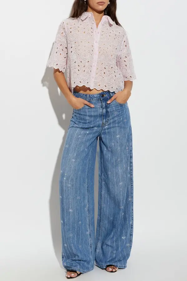 SELF-PORTRAIT Jeans With Shimmering Sequins