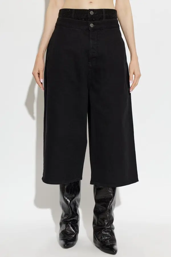 Attico Sequined High-waist Wide-leg Cropped Jeans