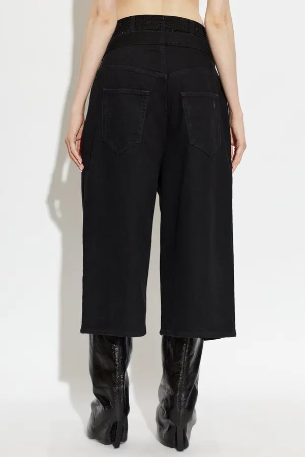 Attico Sequined High-waist Wide-leg Cropped Jeans