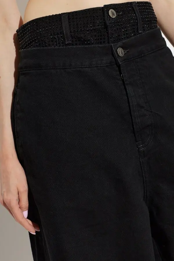 Attico Sequined High-waist Wide-leg Cropped Jeans