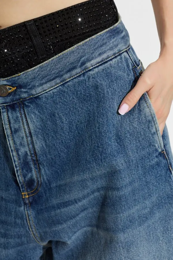 Attico Double Waistband Boyfriend Jeans
