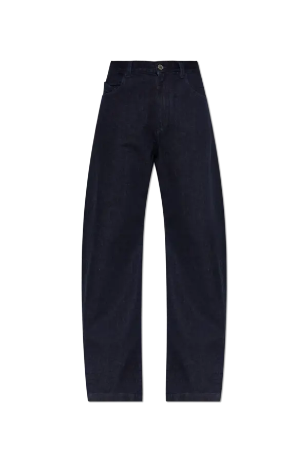 Attico Jeans With Embroidered Logo - Navy Blue