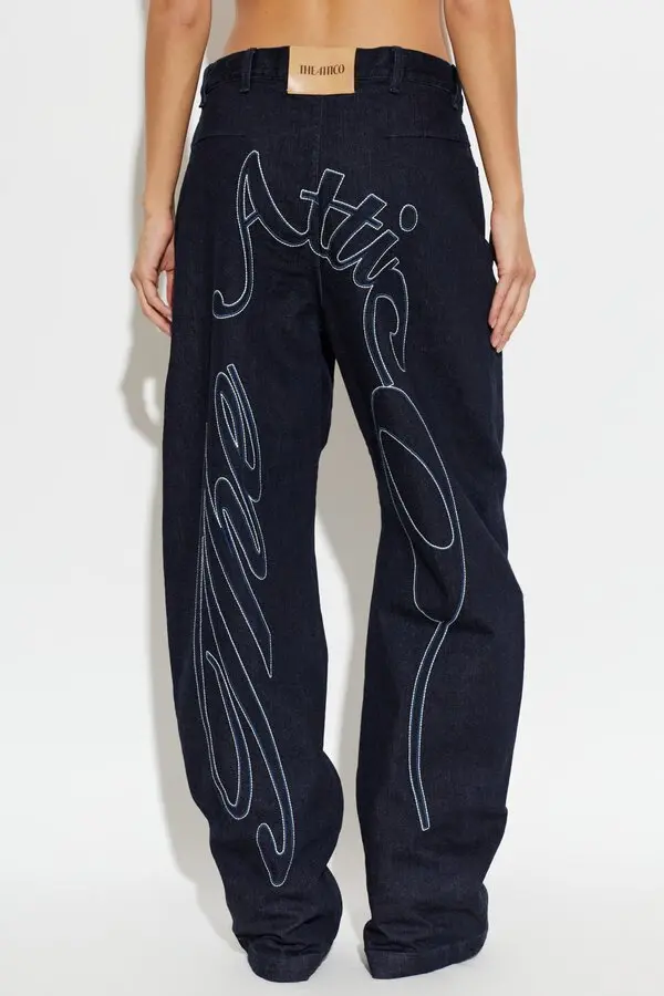 Attico Boyfriend Fit Jeans With Embroidered Logo