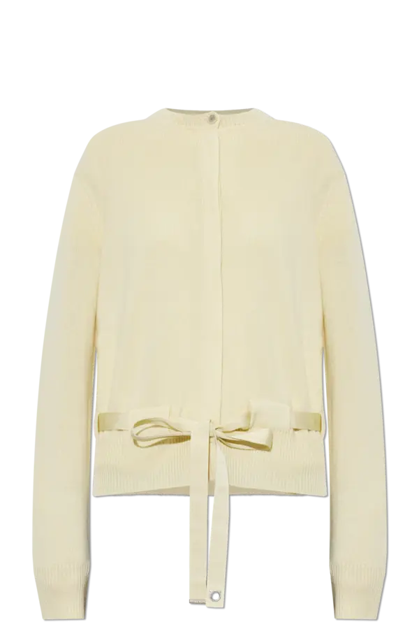 FERRAGAMO Cashmere Cardigan With Belt - Yellow