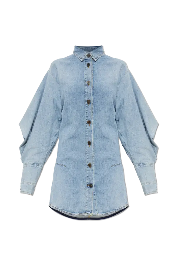 Attico Denim Dress With Pockets - Blue