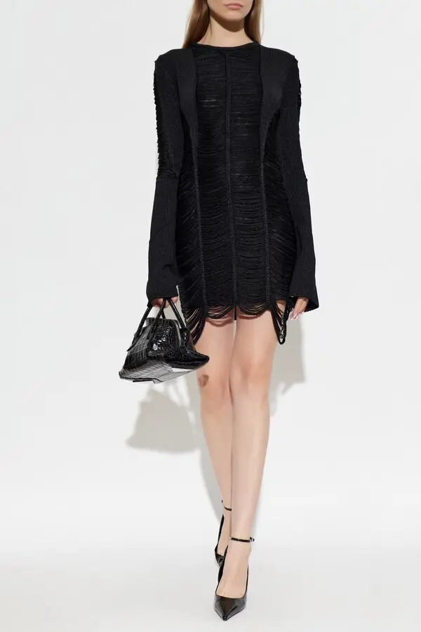Attico Knit Dress With Decorative Fringes