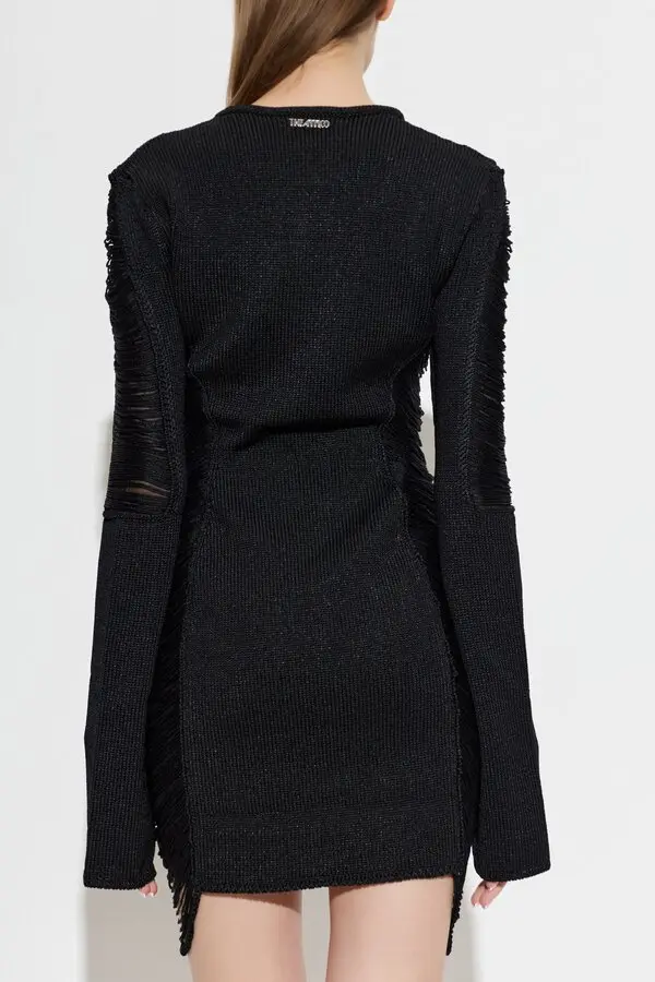 Attico Knit Dress With Decorative Fringes