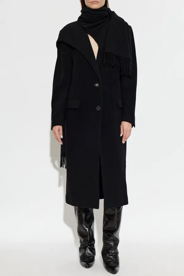Attico Wool Coat With Attached Scarf