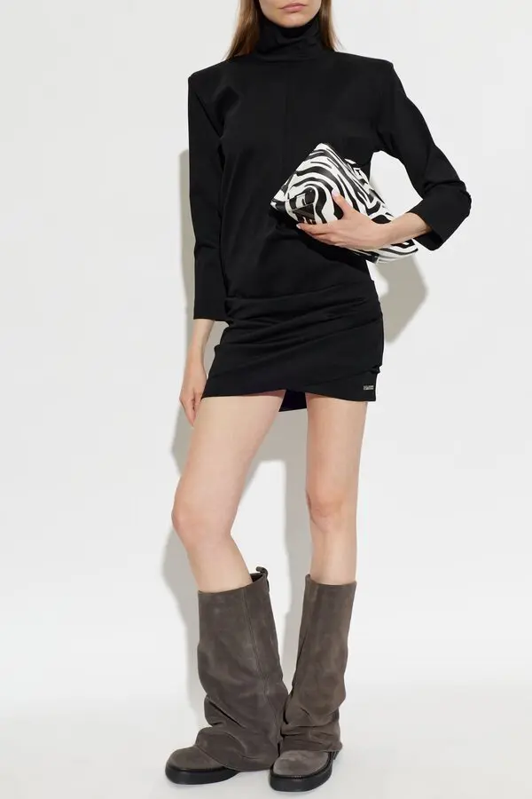 Attico Turtleneck Mini Dress With Ruched Detailing