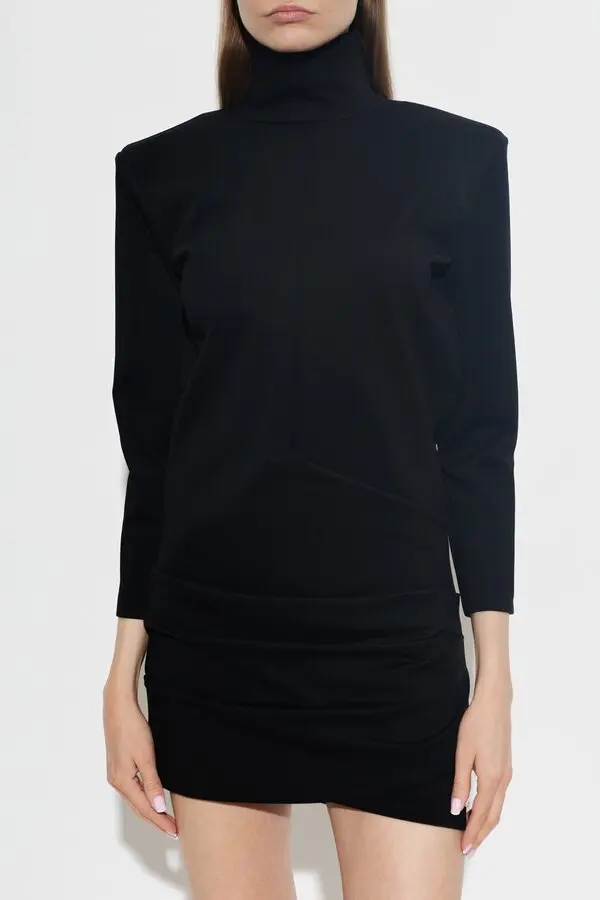 Attico Turtleneck Mini Dress With Ruched Detailing