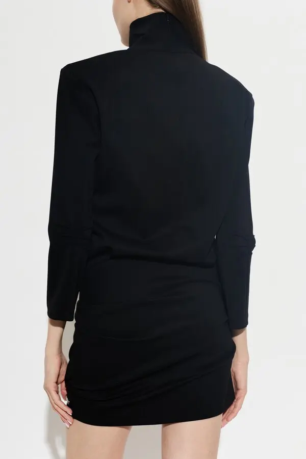 Attico Turtleneck Mini Dress With Ruched Detailing