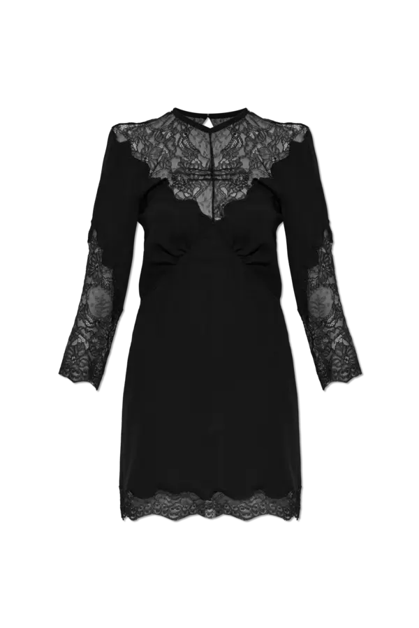 Attico Lace Trimmed Mini Dress - Black