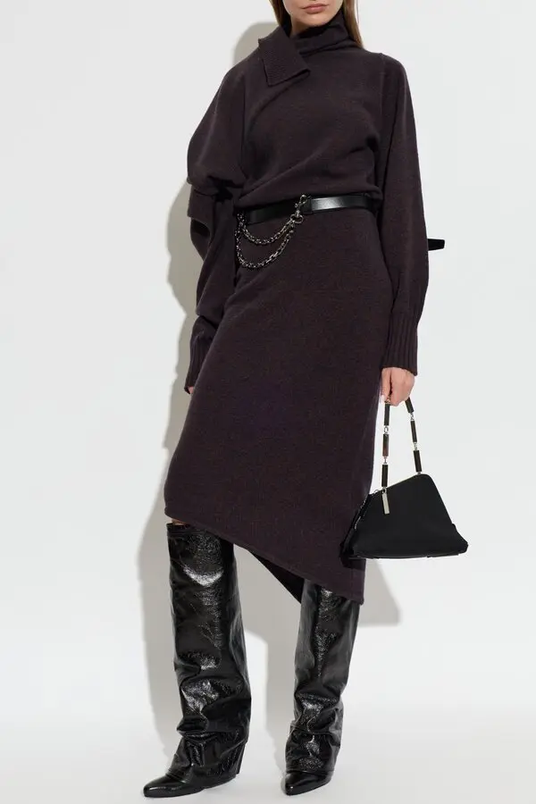 Attico Wool Dress With A Pleat